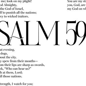 Psalm 59 Minimal Print - Printable A3, 16x20, 18x24 Inches - Bible ...