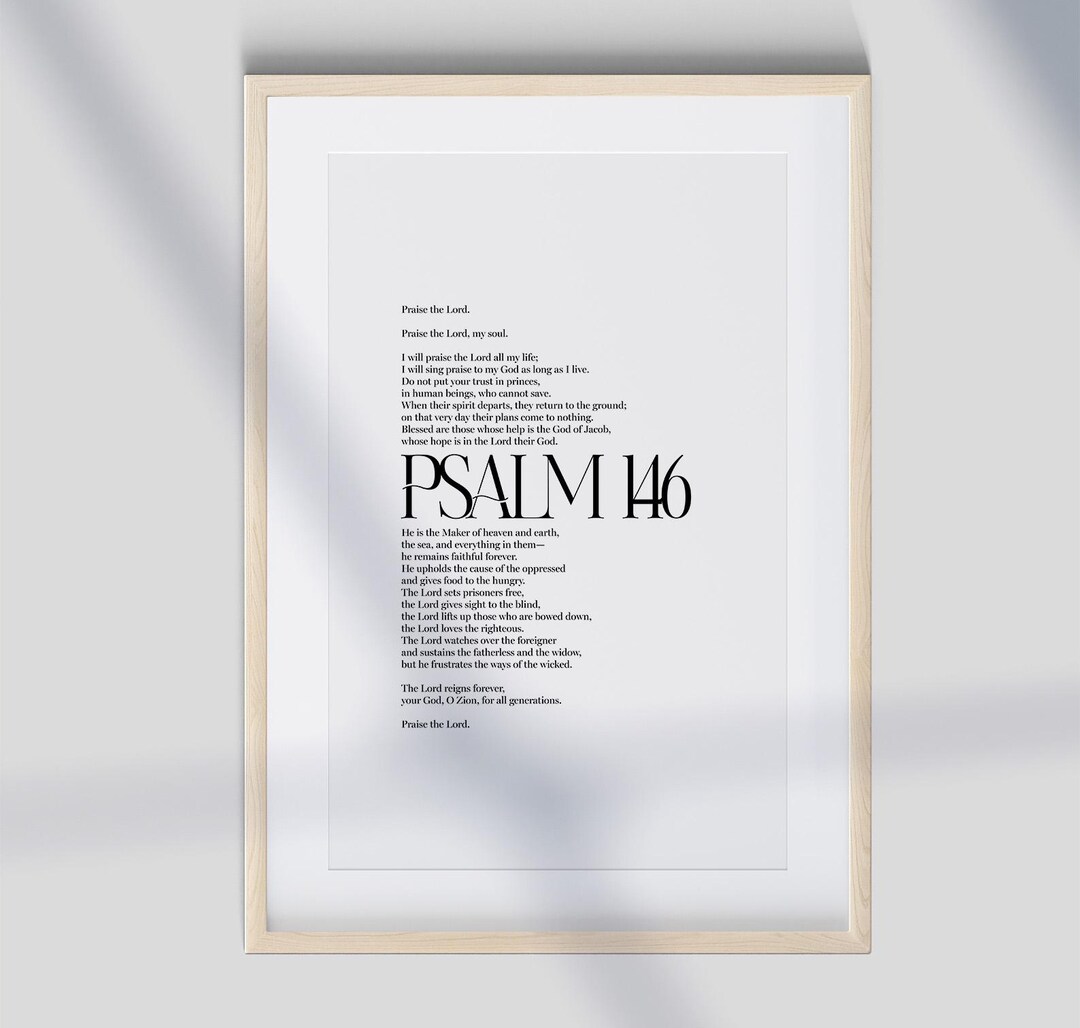 Psalm 146 Minimal Print - Printable A3, 16x20, 18x24 Inches - Bible ...