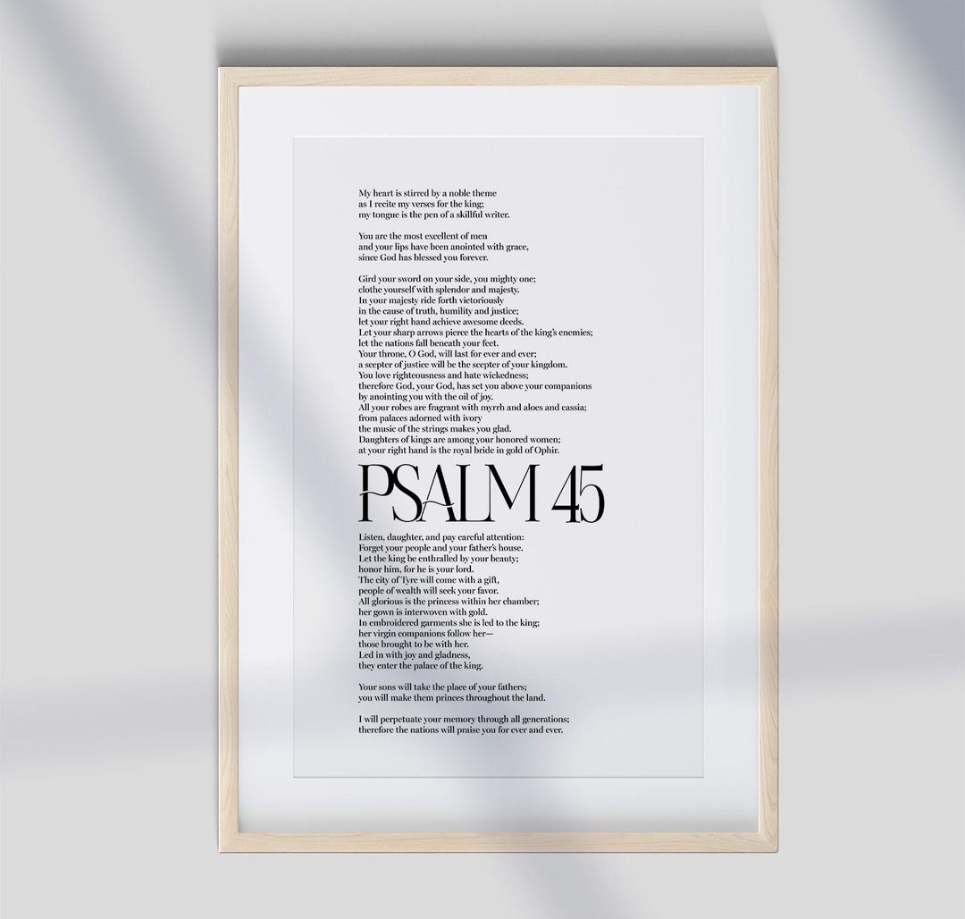 Psalm 45 Minimal Print - Printable A3, 16x20, 18x24 Inches - Bible ...