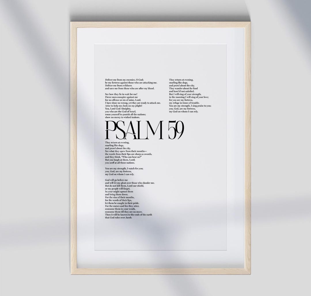 Psalm 59 Minimal Print Printable A3, 16x20, 18x24 Inches Bible Verse ...
