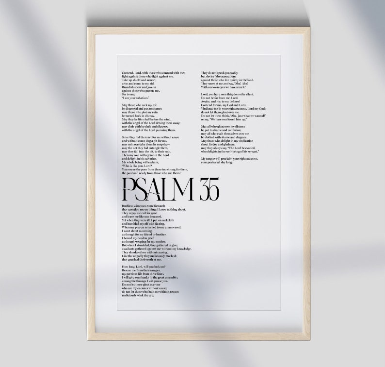 Psalm 35 Minimal Print - Printable A3, 16x20, 18x24 Inches - Bible ...