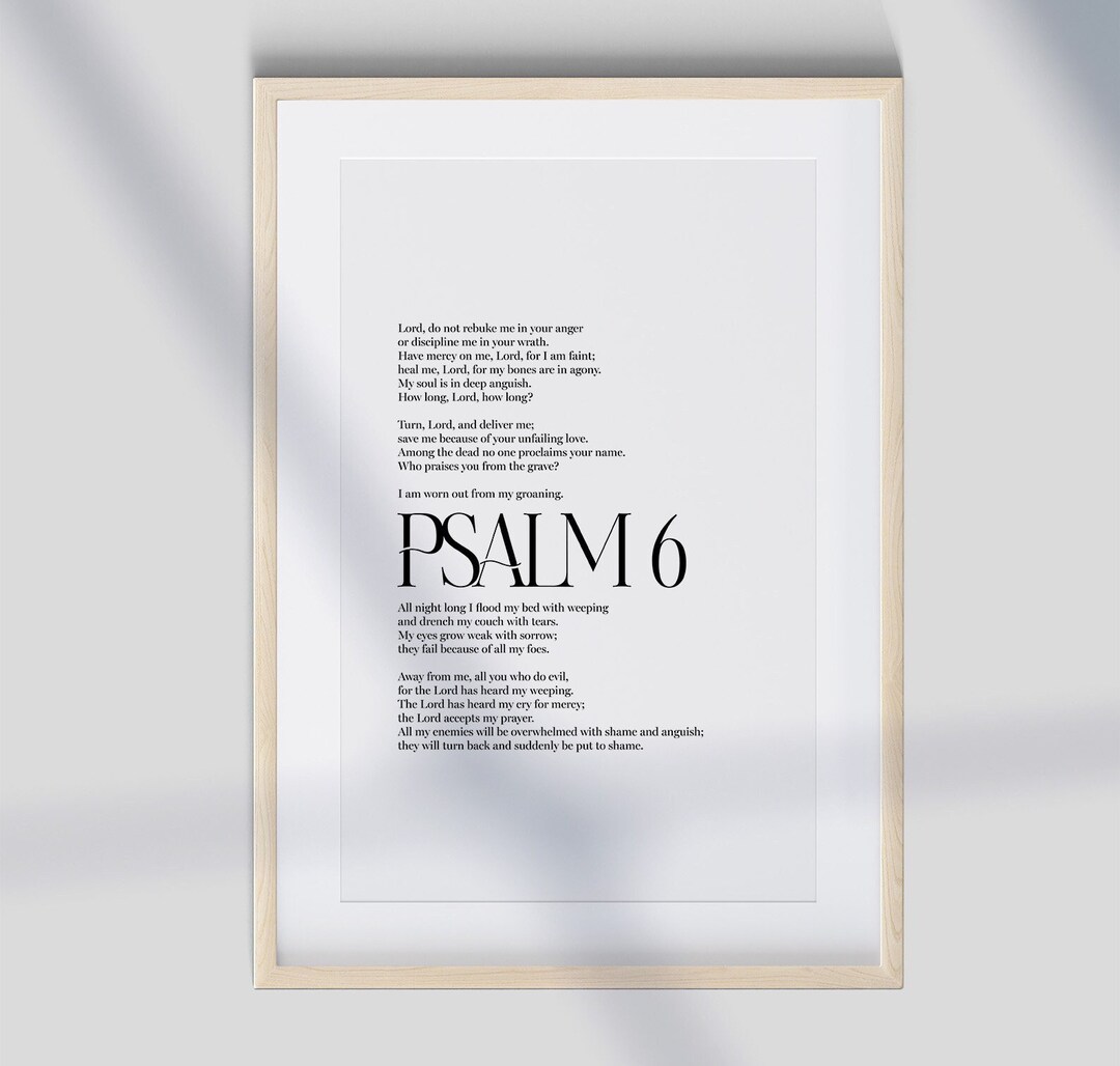 Psalm 6 Minimal Print - Printable A3, 16x20, 18x24 Inches - Bible Verse ...