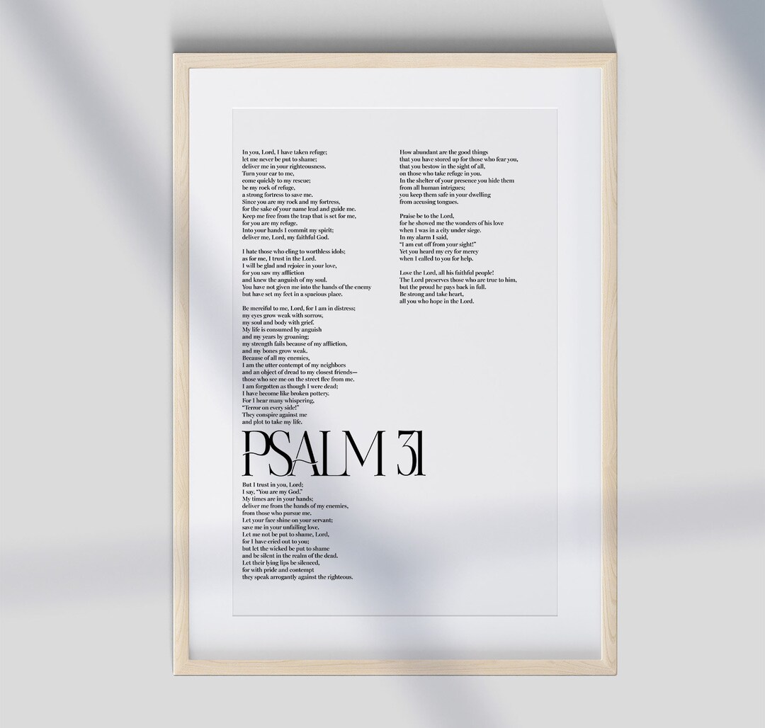Psalm 31 Minimal Print - Printable A3, 16x20, 18x24 Inches - Bible ...