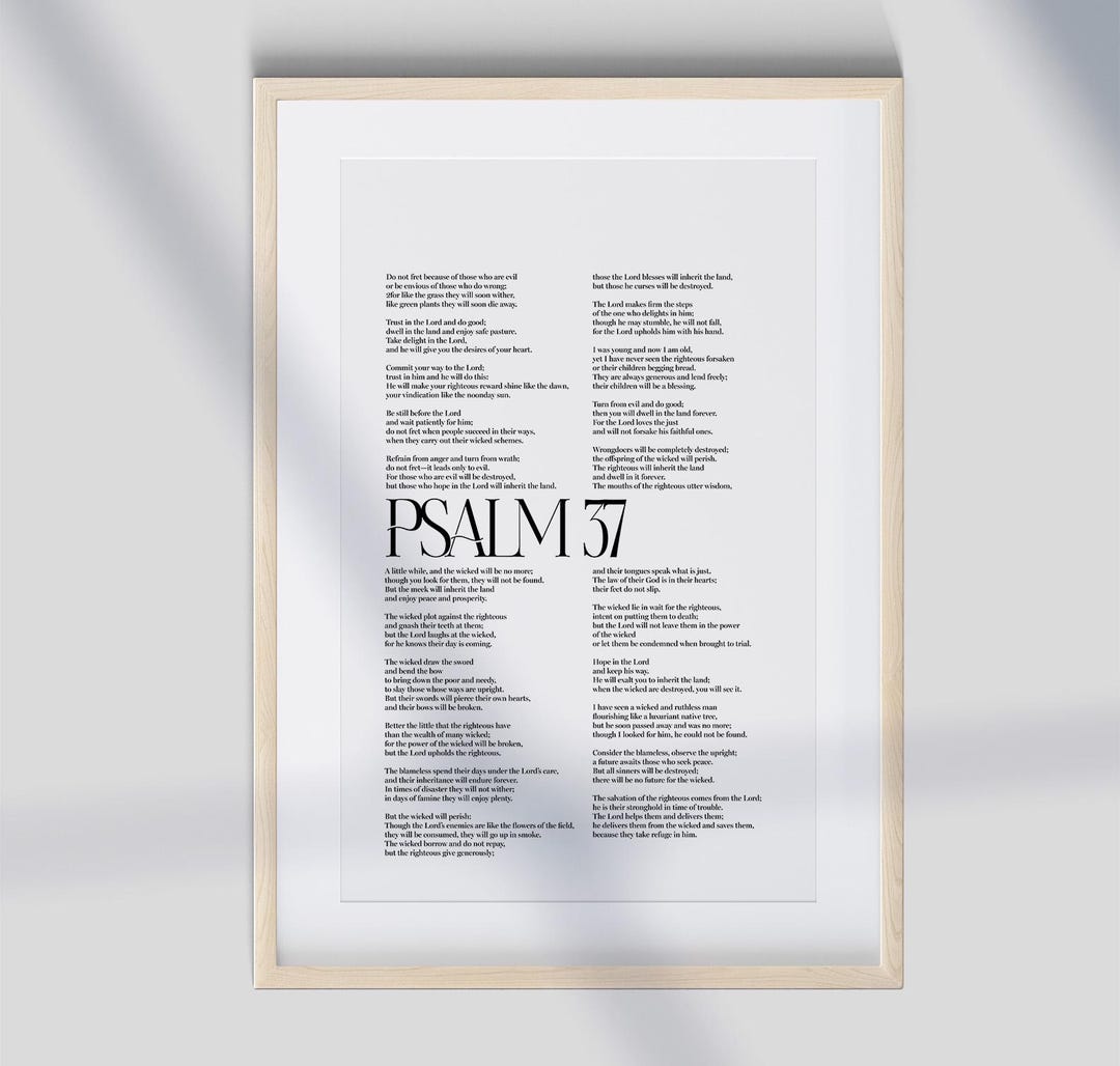 Psalm 37 Minimal Print - Printable A3, 16x20, 18x24 Inches - Bible ...
