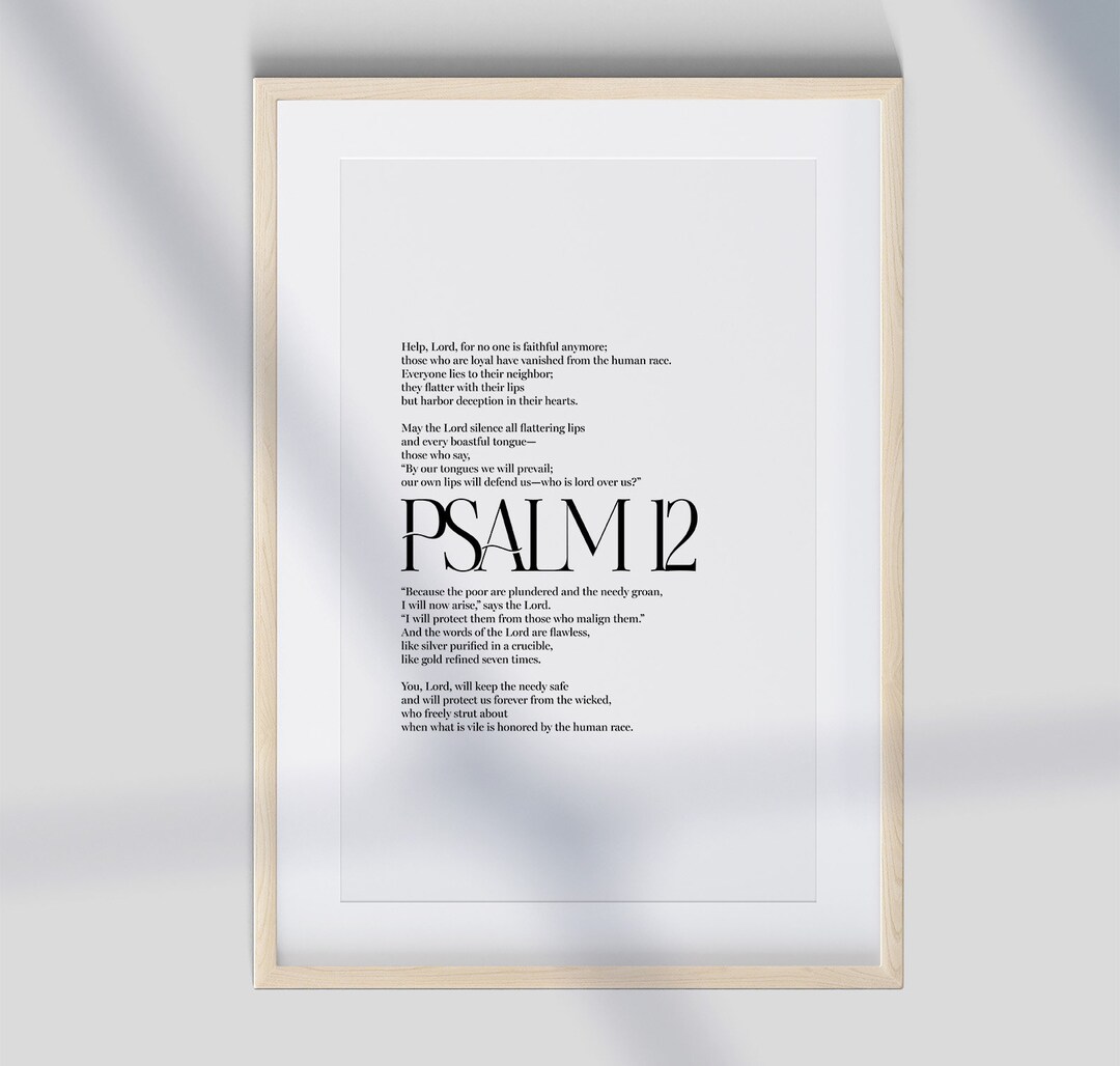 Psalm 12 Minimal Print - Printable A3, 16x20, 18x24 Inches - Bible ...