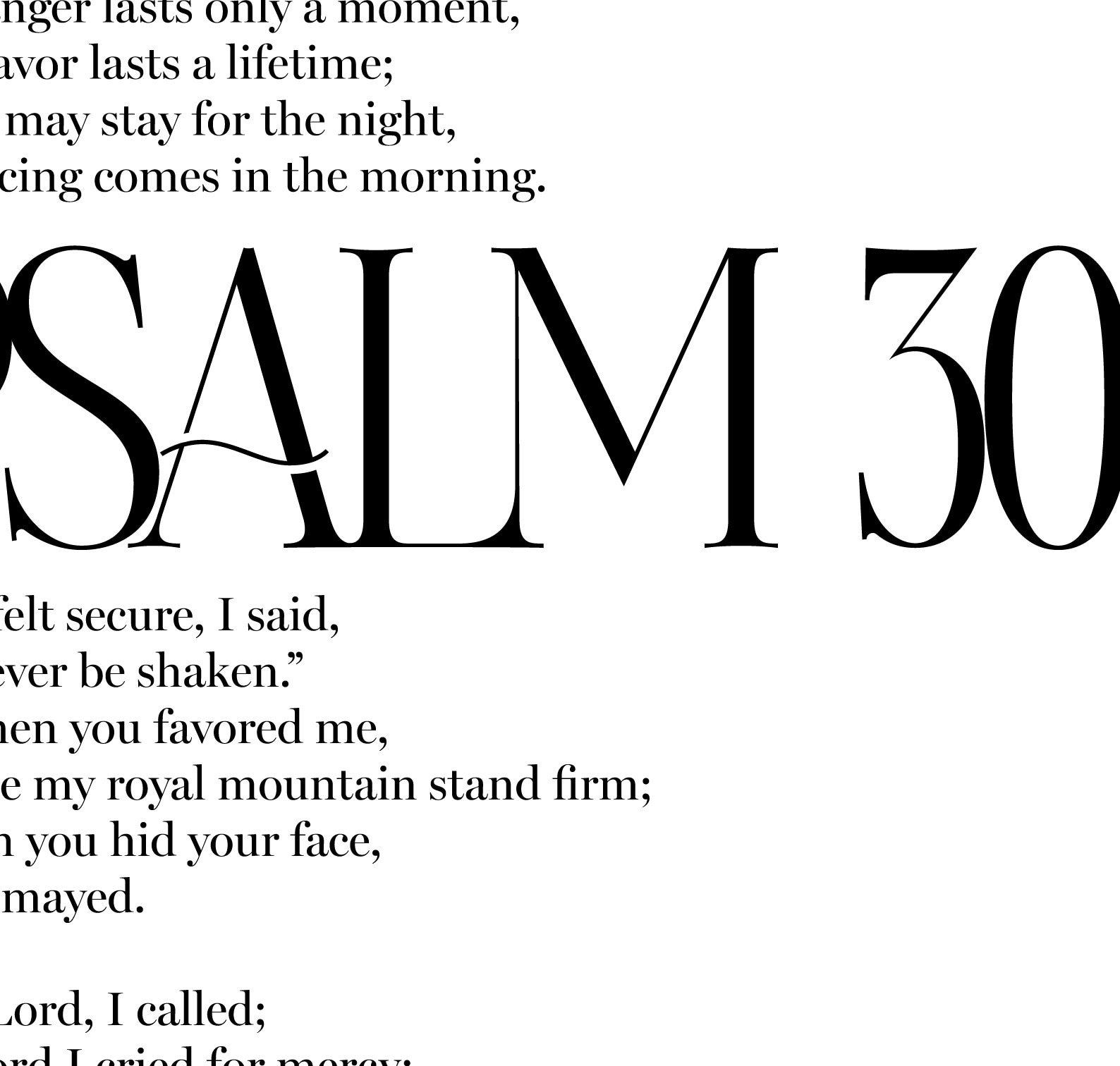 Psalm 30 Minimal Print - Printable A3, 16x20, 18x24 Inches - Bible ...