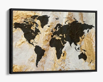 World Map Gold Frame - Etsy