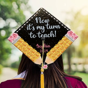 Personalized Teacher Graduation Cap Topper, Teacher Grad Cap Topper ...