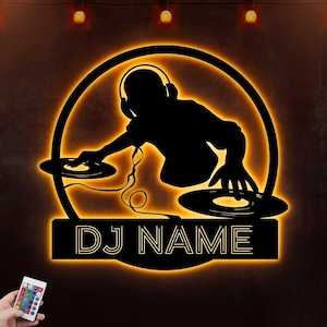 Personalized Name DJ Metal Sign With Led Lights, Custom DJ Gifts ...