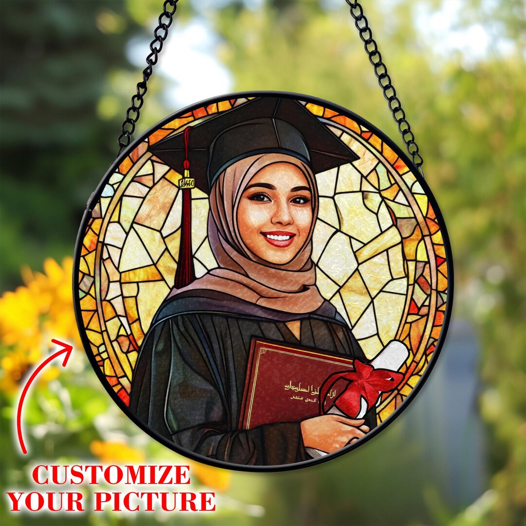 Personalized Islamic Graduation Portrait Faux Stained Glass From Photo ...