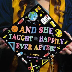 Personalized Teacher Graduation Cap Topper, Teacher Grad Cap Topper ...