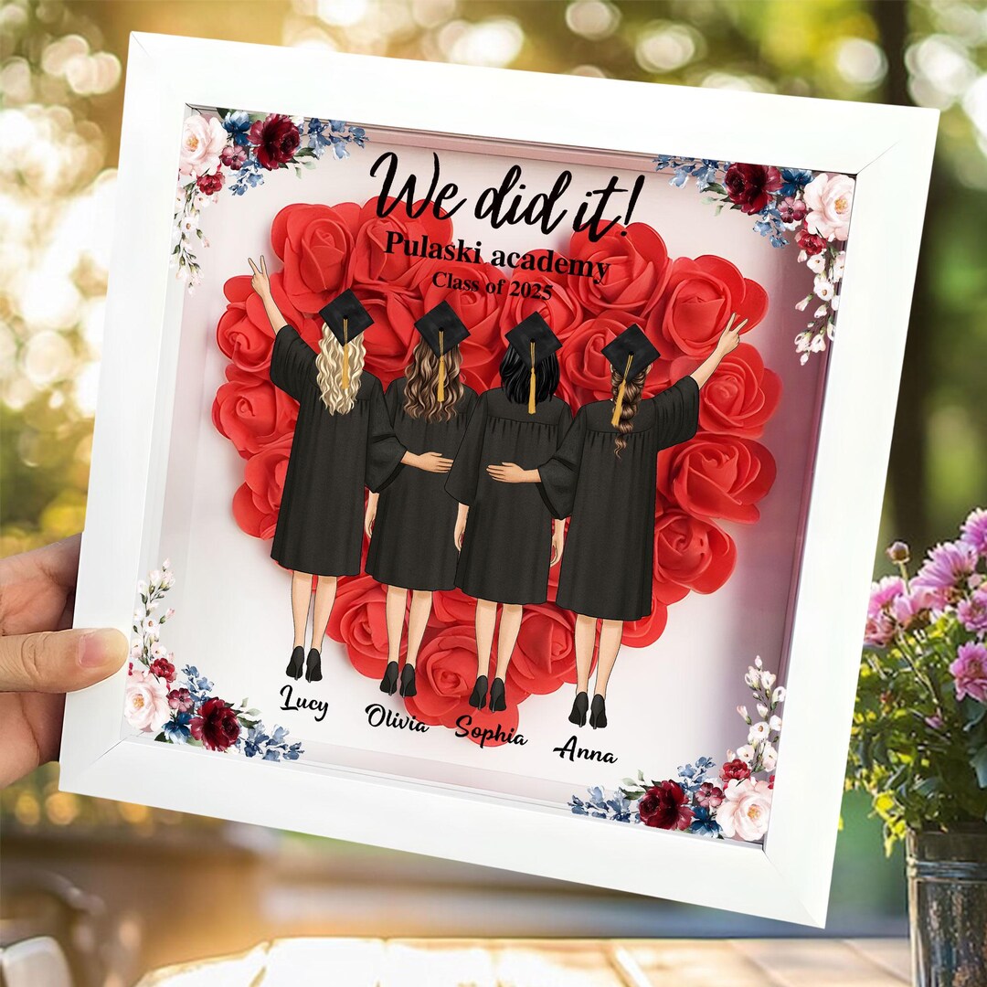 Custom Friend Graduation Flower Box, Graduation Besties Gift ...