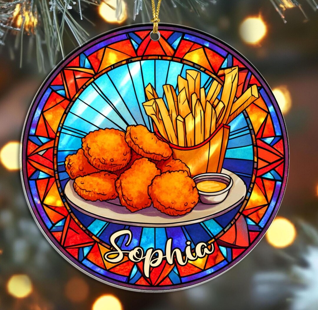 Personalized Chicken Nuggets and Fries Acrylic Christmas Ornament ...
