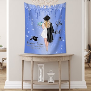Personalized Congrats Graduation Party Tapestry Backdrop, High School ...