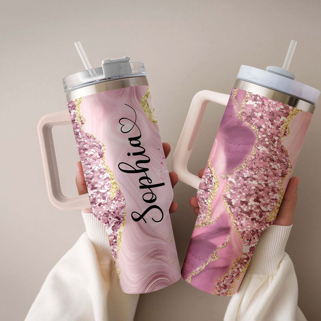 Custom Name Cute Glitter 40oz Tumbler Gift for Her, Personalized ...