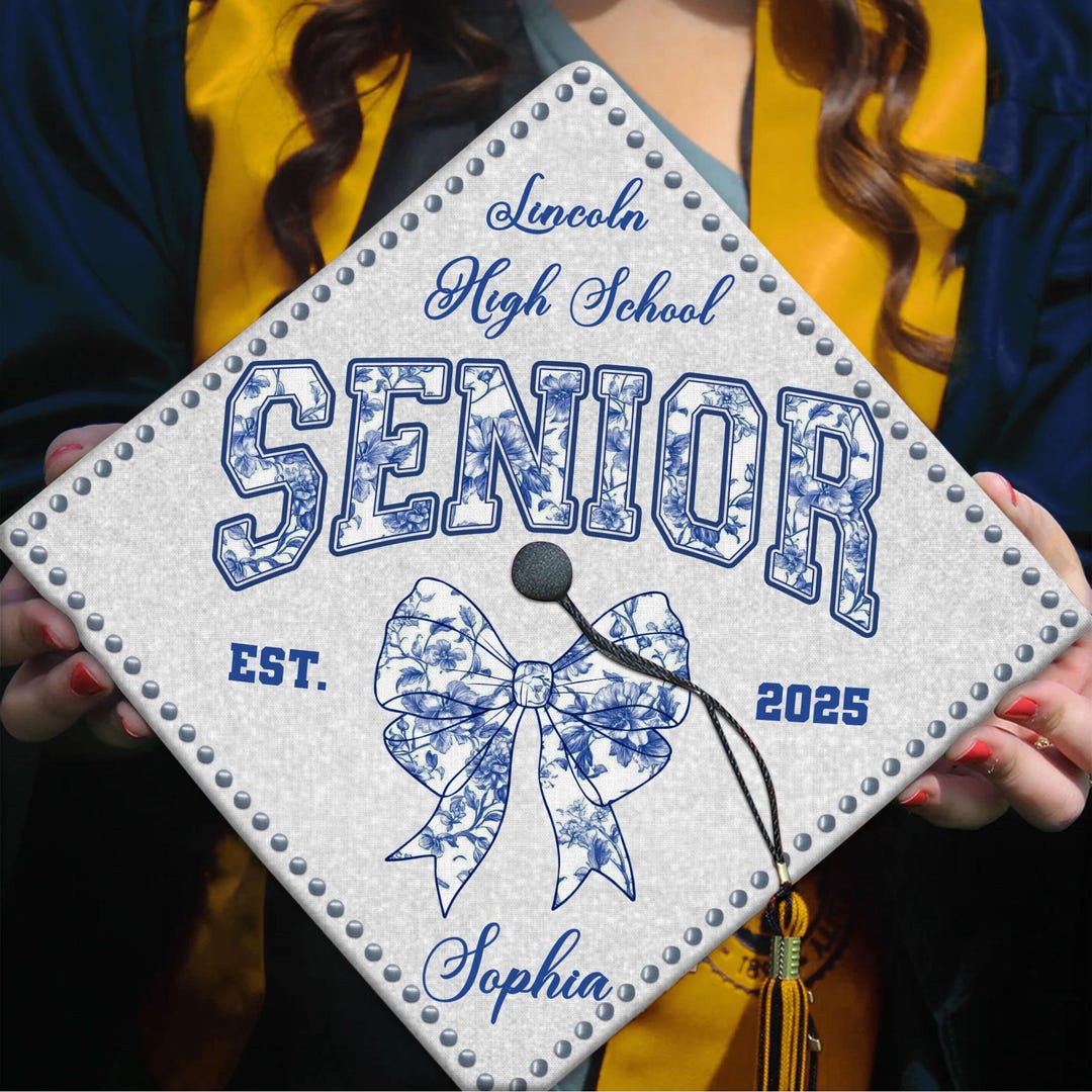 Personalized Senior - High School Graduation Bow Coquette Cap Topper ...