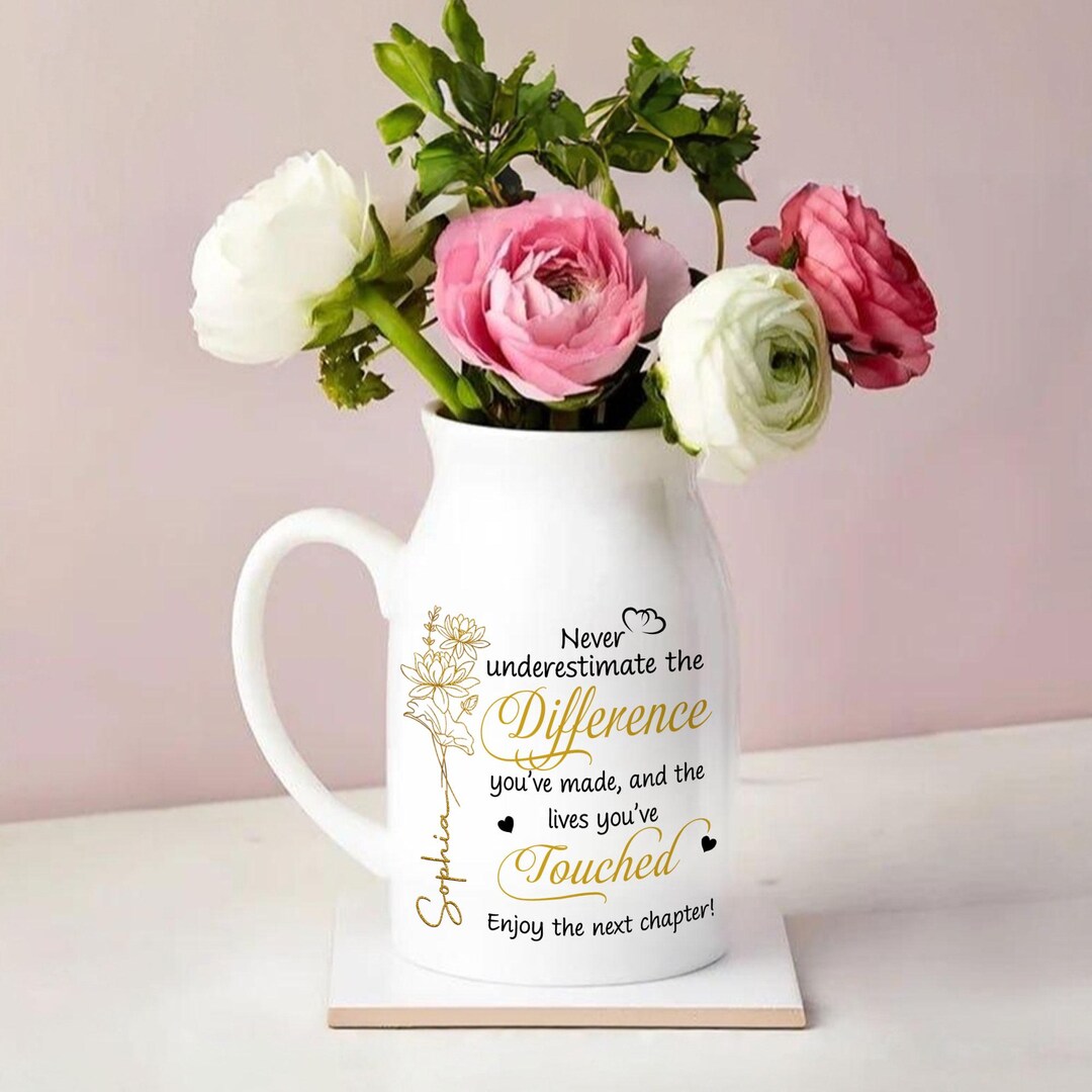 Custom Happy Retirement Flower Vase, Personalized Retirement Flower ...