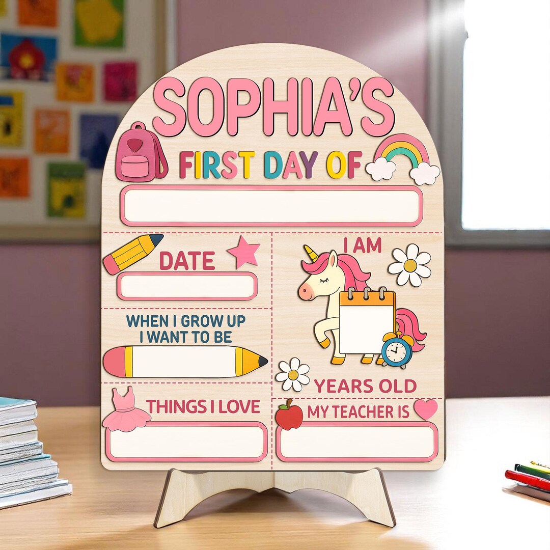 Personalized First Day of School Sign, Custom Reusable Chalkboard Sign ...
