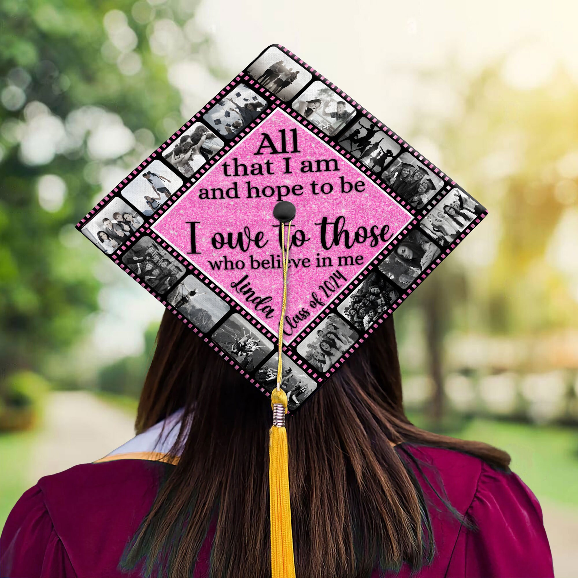 Personalized Photo All That I Am & Hope to Be Graduation Cap Topper ...