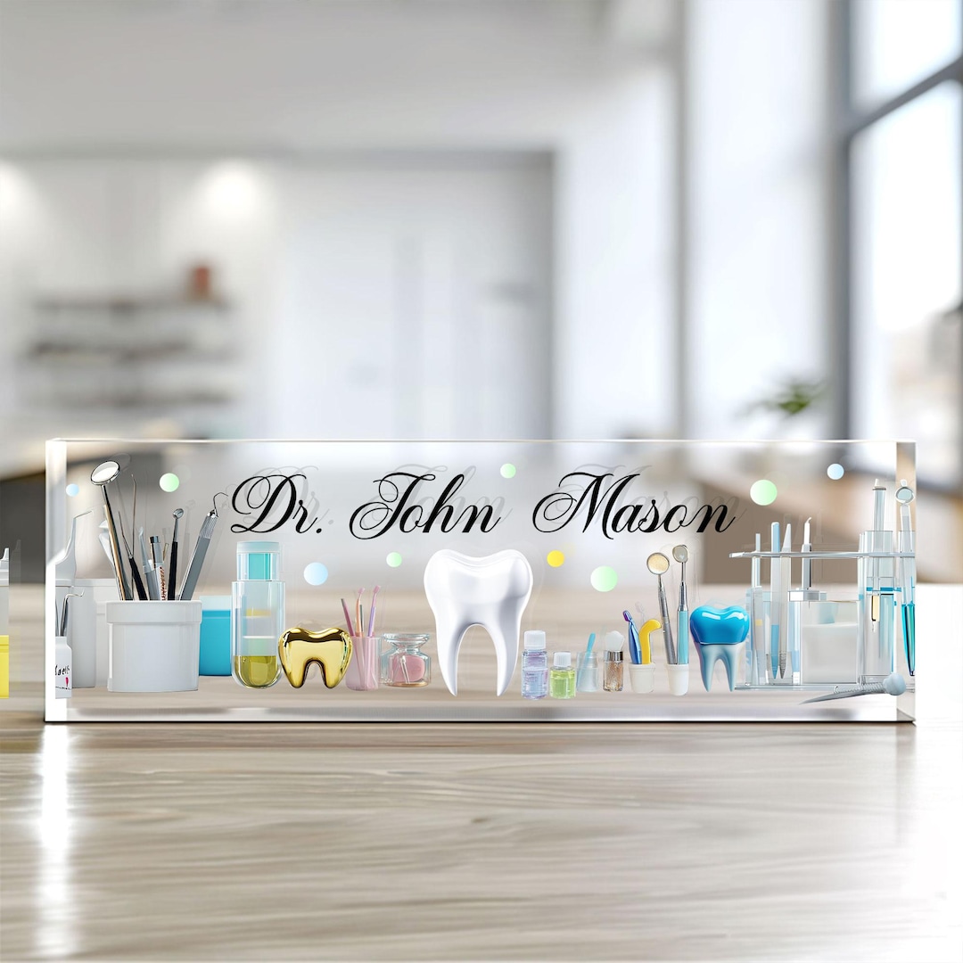 Personalized Dental Name Plate, Dentist Medical Physician Desk Name ...