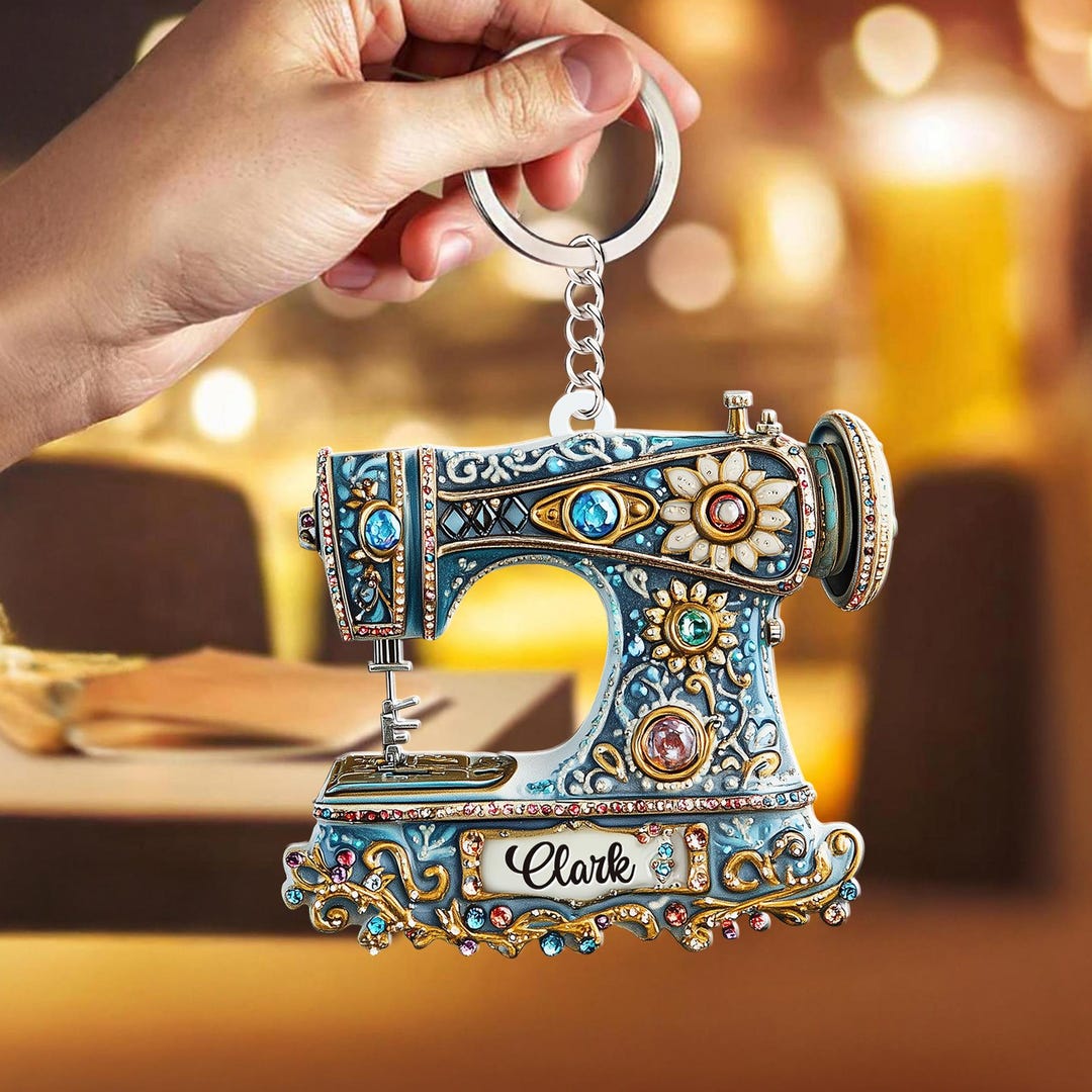 Personalized Sewing Machine Keychain, Gift for Sewing Lover, Custom ...