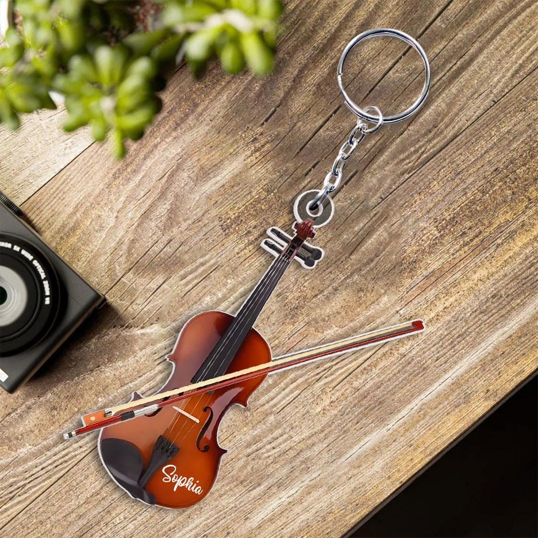 Personalized 2D Flatted Violin Keychain, Violin Gift for Lover/ Musical ...