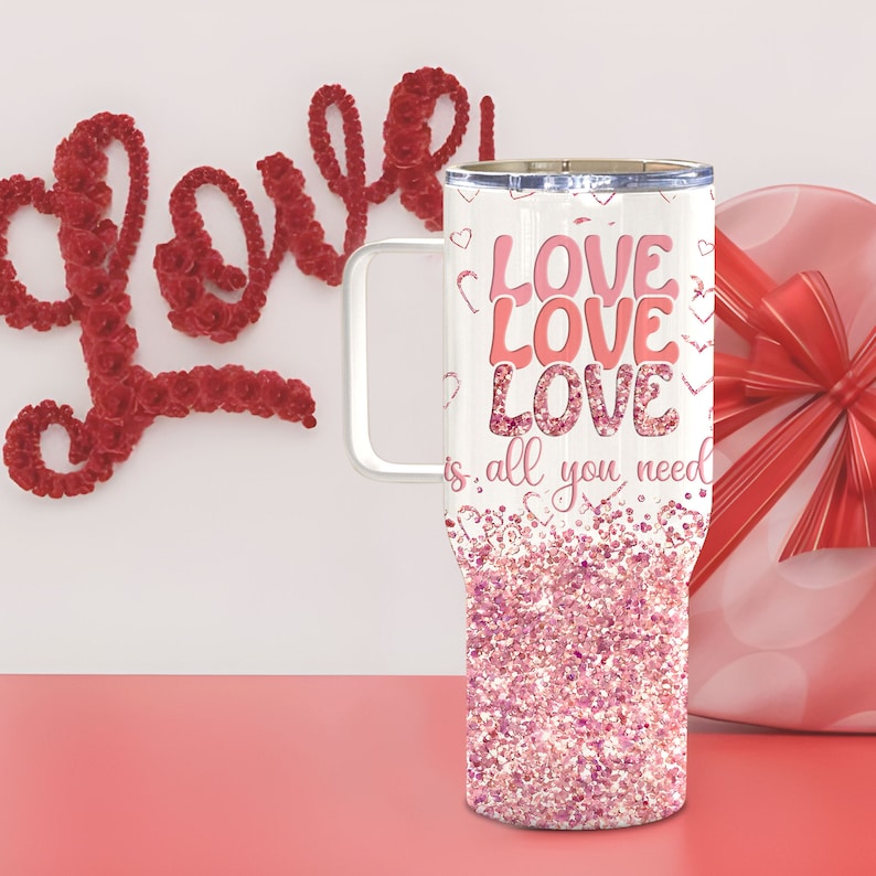 Personalisierter Glitzer Herz Valentines Tumbler, Valentines süße ...