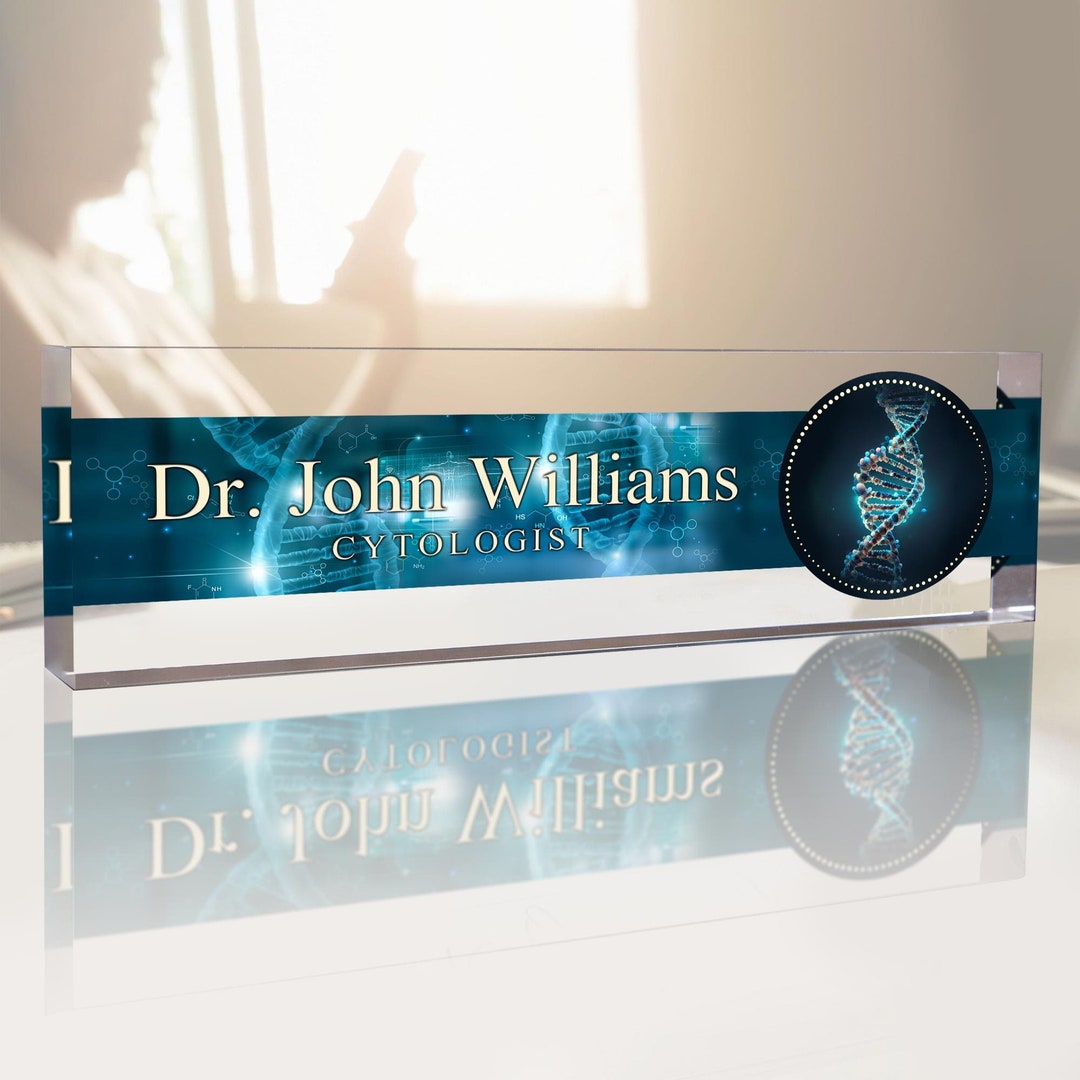 Personalized DNA Name Acrylic Plate for Desk, Biology Science Gift for ...
