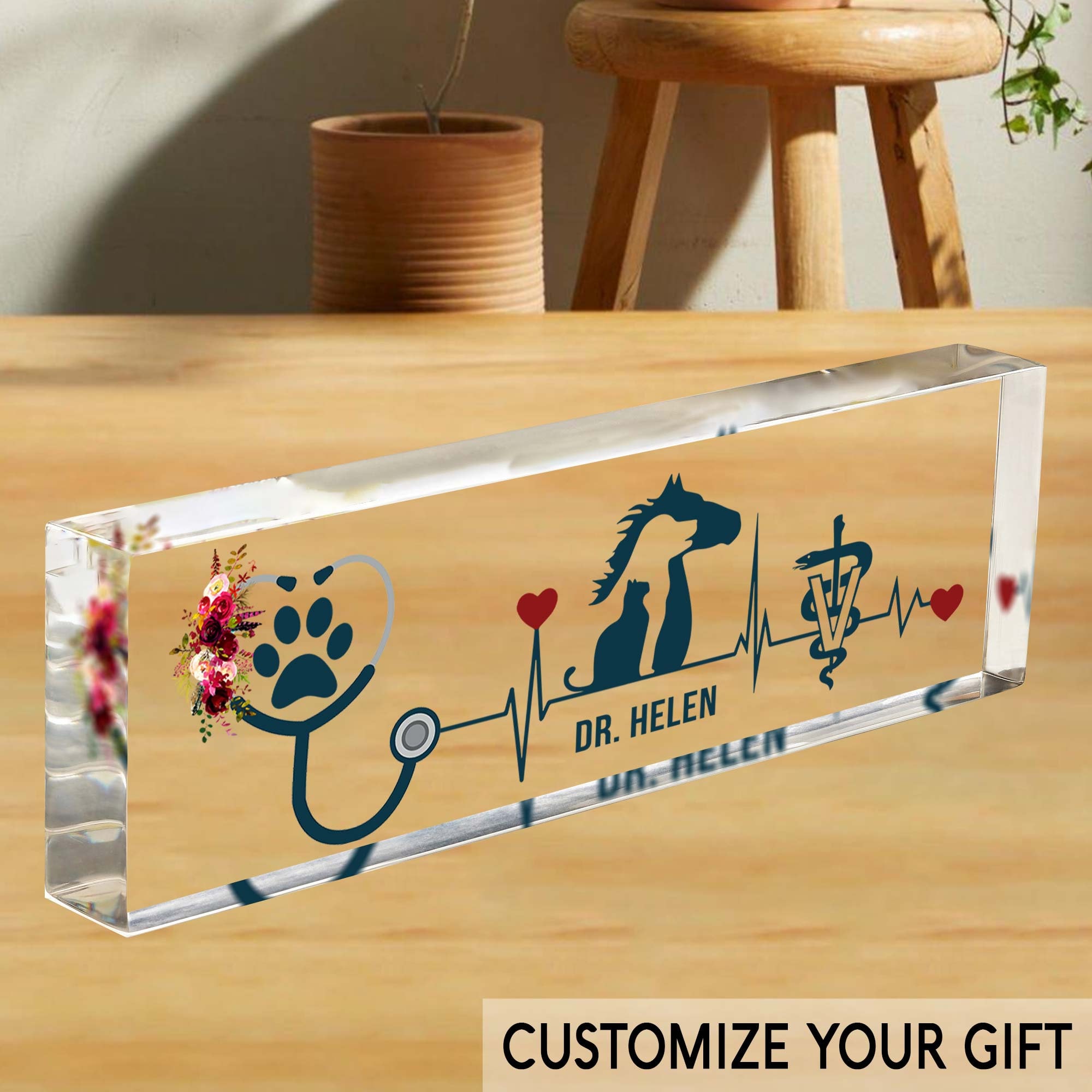 Personalized Name Veterinarian Sign for Desk Veterinary Desk - Etsy