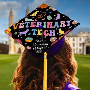 Personalized Veterinarian Graduation Cap Topper, Vet Tech Grad Cap ...