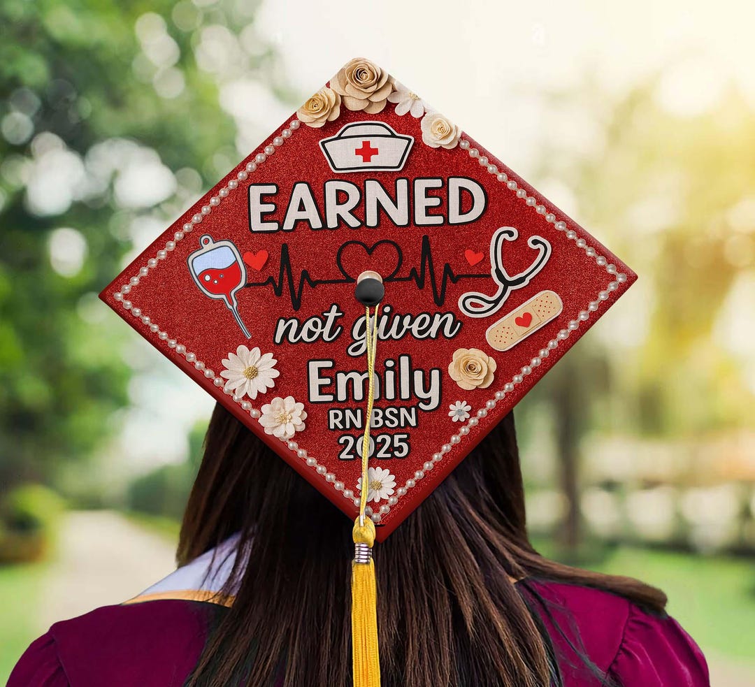 Personalized Nurse Graduation Cap Topper, RN Grad Cap Topper, Custom ...