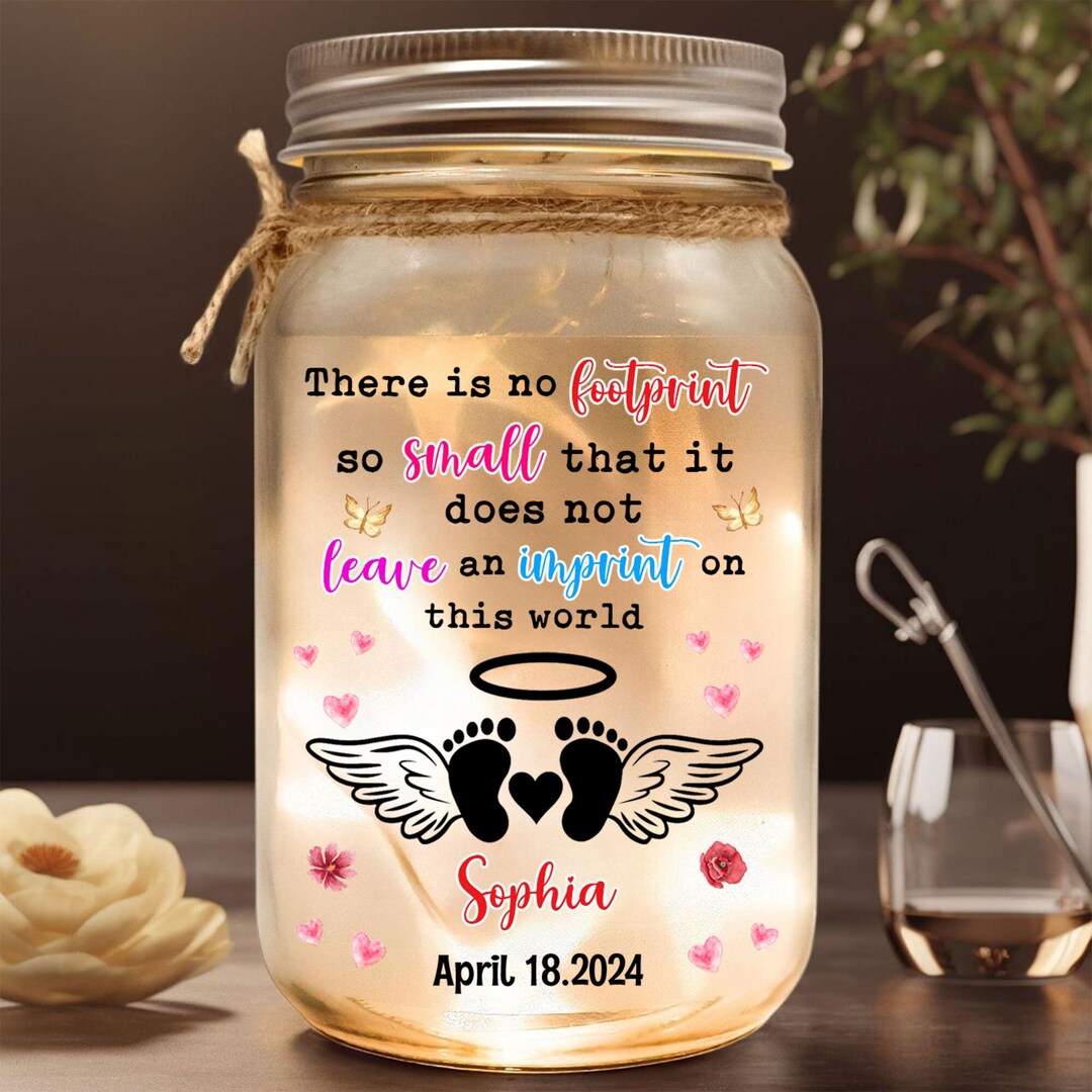 Custom 16 Oz Mason Jar Baby Memorial Light Infant Loss Keepsake Angel ...