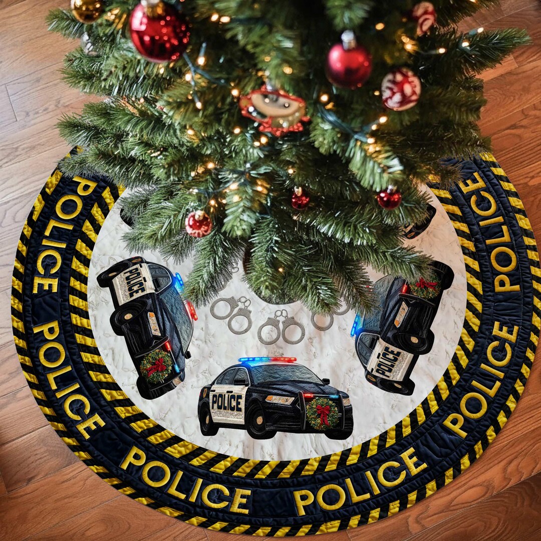 Thin Blue Line Police Christmas Tree Skirt, Holiday Home Decor for ...