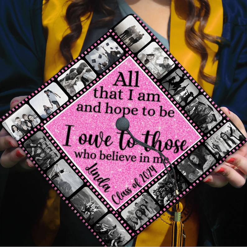 Personalized Photo All That I Am & Hope to Be Graduation Cap Topper ...