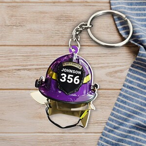 Personalized Firefighter Helmet Keychain, Firefighter Keychain ...