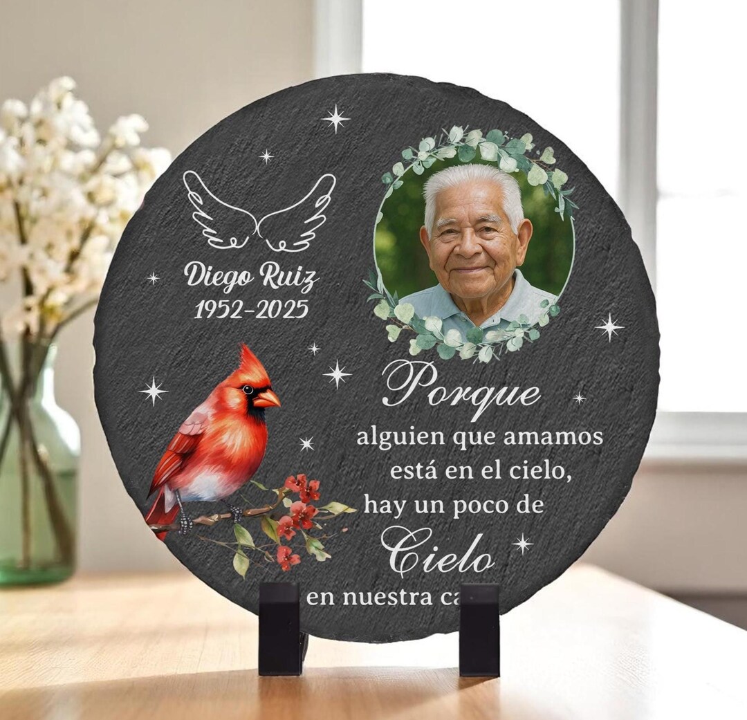 Custom Photo Round Memorial Stone With Stand | Personalized Tribute ...