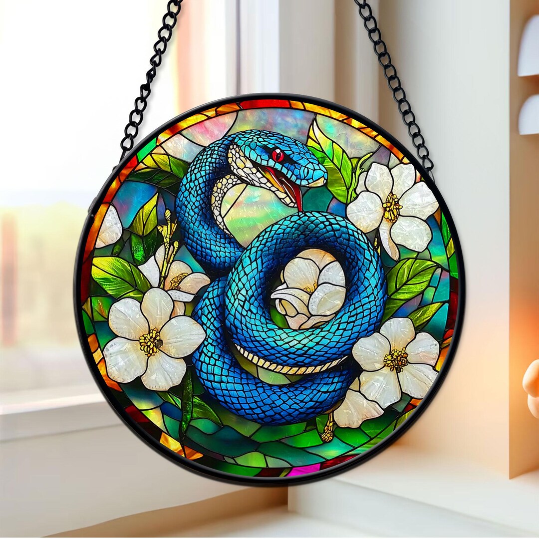 Snake Faux Stained Glass Suncatcher, Year of the Snake Window Hangings ...