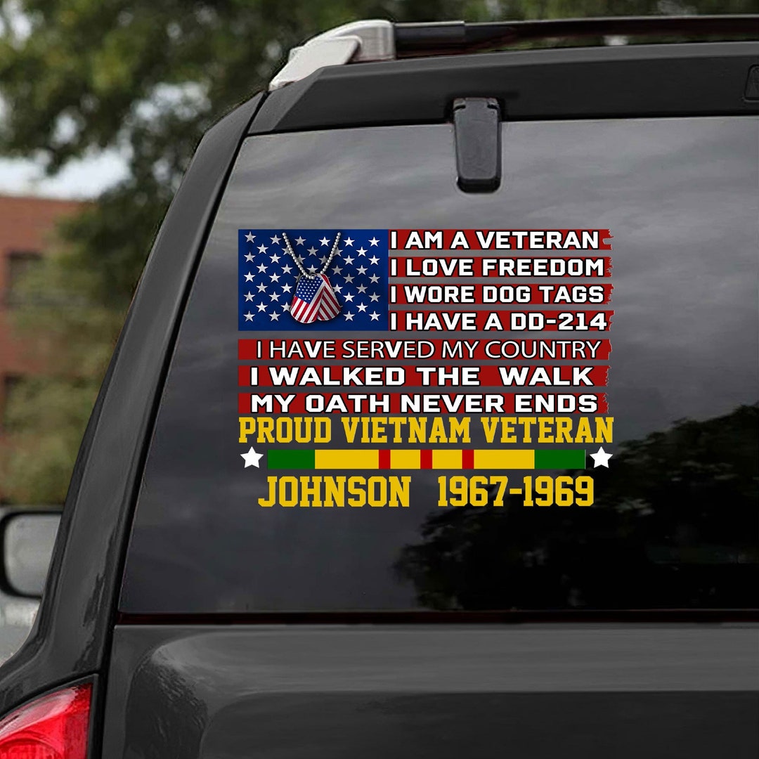 Personalized Vietnam Veteran Sticker Car, Proud Veteran Car Window Decal, Military Car ...