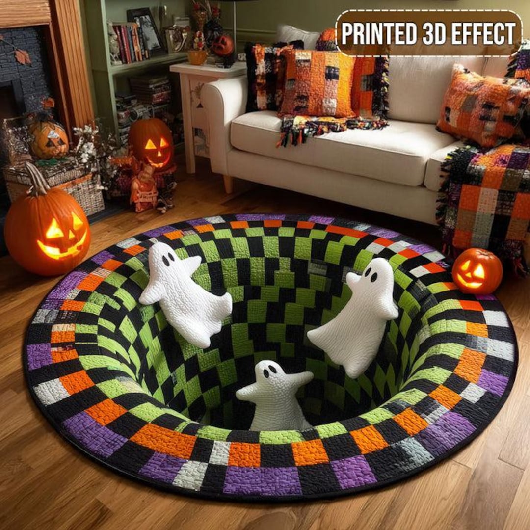 Halloween Ghost 3D Printed Rug, Halloween Ghost Welcome Mat, Ghost ...