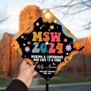 Personalized MSW Graduation Cap Topper, Social Worker Cap Topper ...