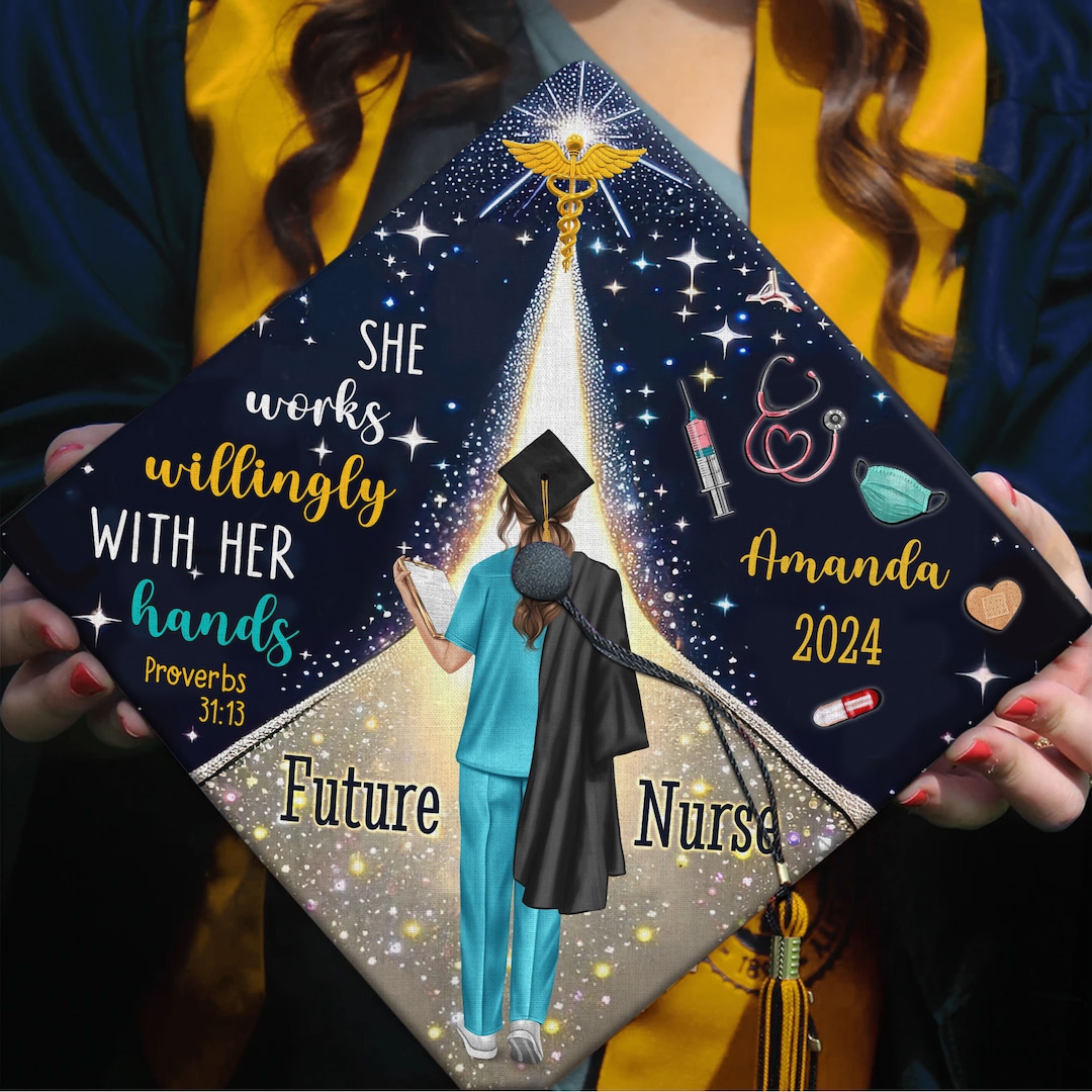 Personalized Nurse Graduation Cap Topper, RN Grad Cap Topper, Custom ...