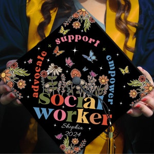Personalized MSW Graduation Cap Topper, Social Worker Cap Topper ...