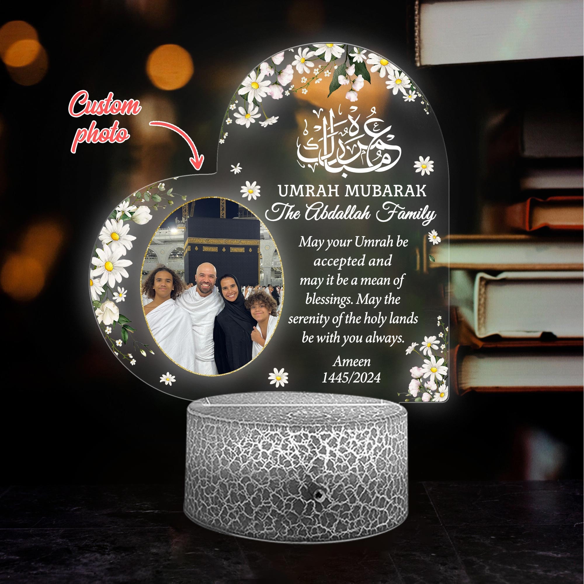 Custom Photo Umrah Mubarak 3D Led Light Acrylic Base, Family Islamic ...