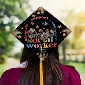 Personalized MSW Graduation Cap Topper, Social Worker Cap Topper ...