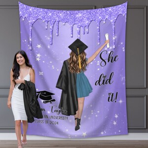 Personalized Congrats Graduation Party Tapestry Backdrop, High School ...