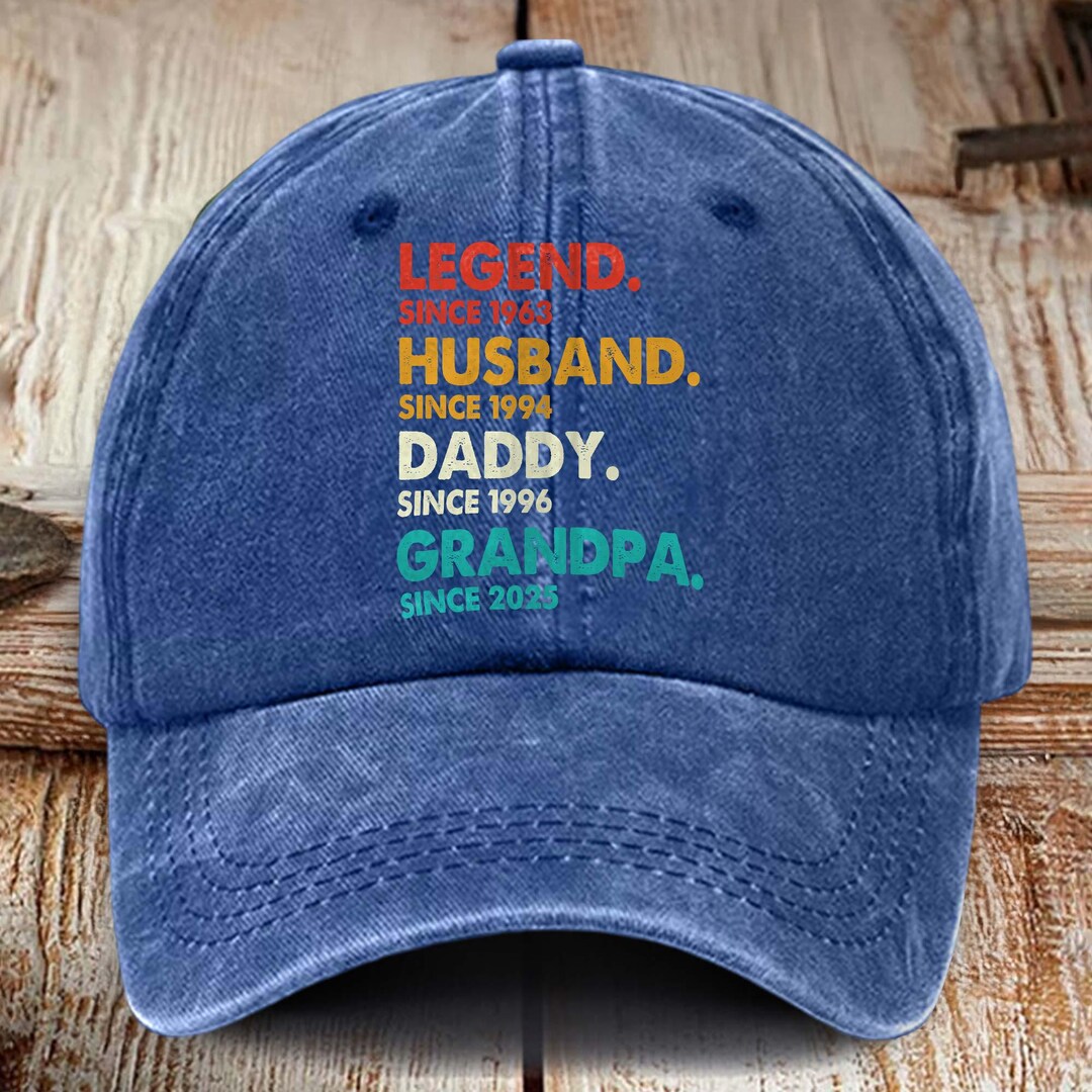 Personalized Legend Husband Dad Grandpa Distressed Washed Printed Hat ...