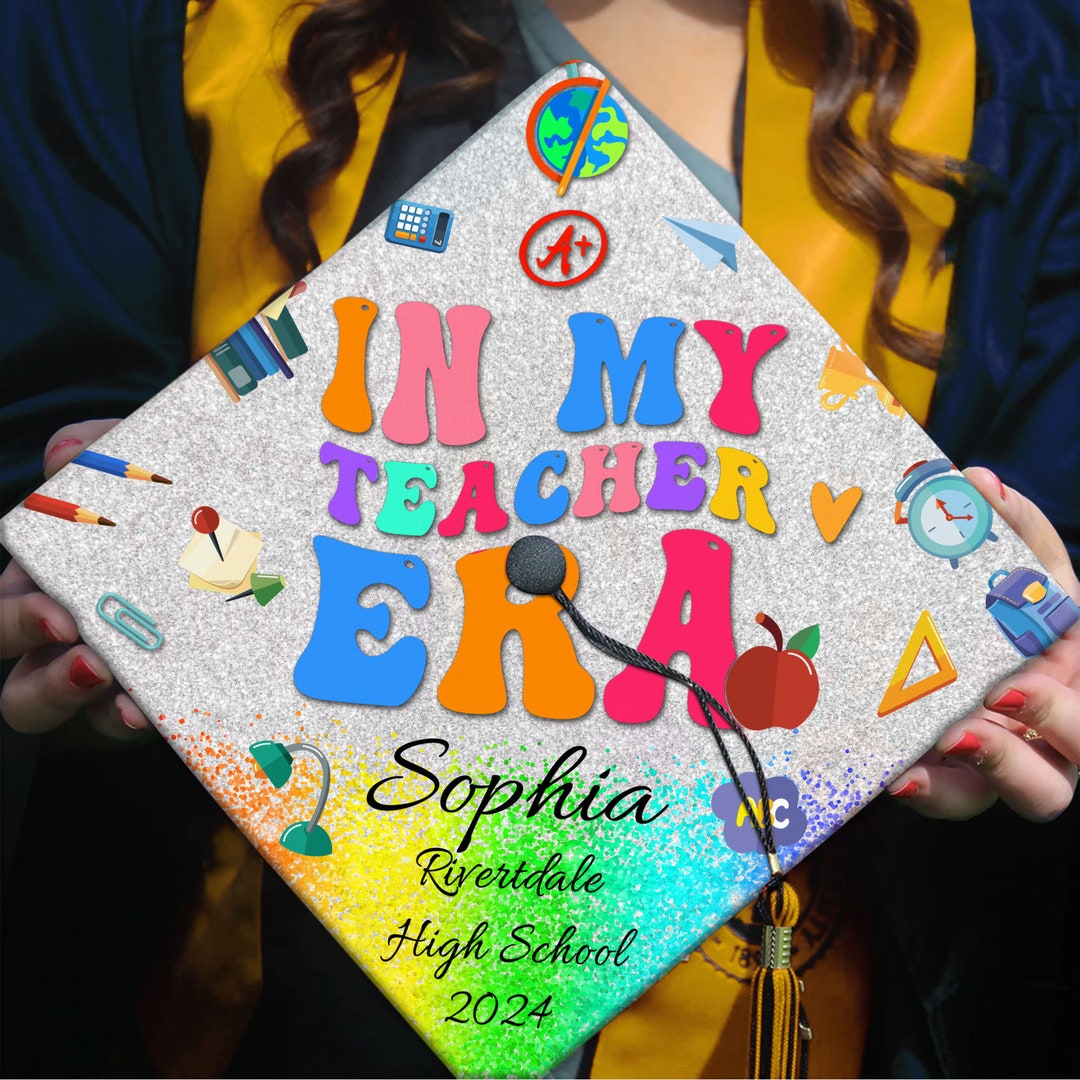 Personalized Teacher Graduation Cap Topper, Teacher Grad Cap Topper ...