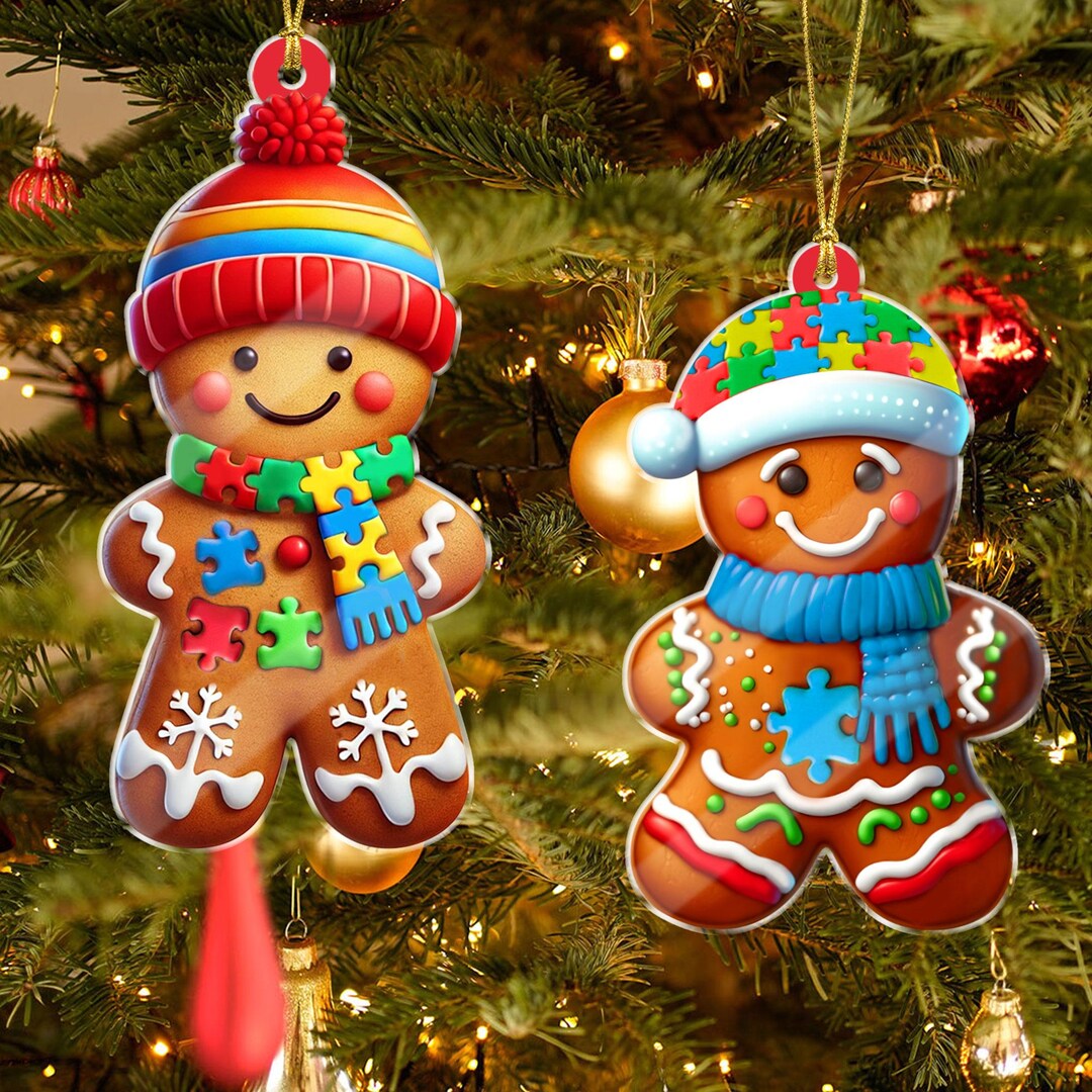 Gingerbread Christmas Acrylic Ornament Set for Autism Kids, Christmas ...