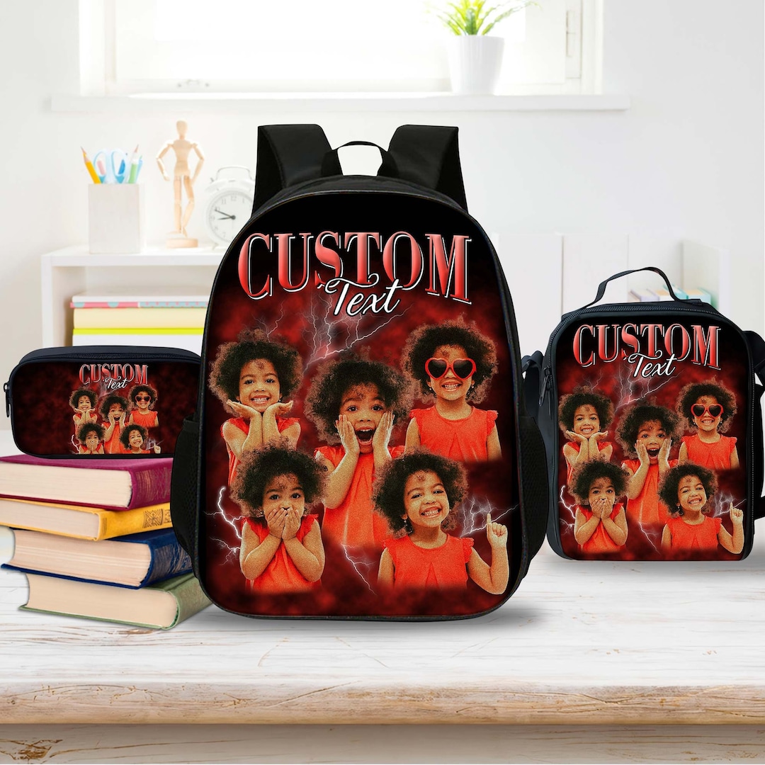 Custom Photo Bootleg Rap Kids Backpack, Back to School Gift for Kids ...