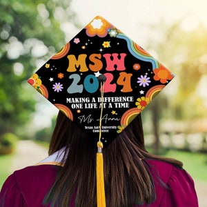 Personalized MSW Graduation Cap Topper, Social Worker Cap Topper ...